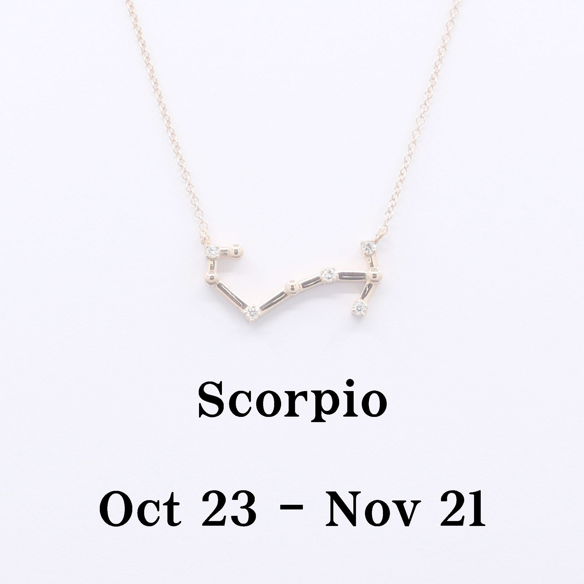 Scorpio Zodiac Necklace: 14k Solid Gold Diamond Constellation Pendant ...