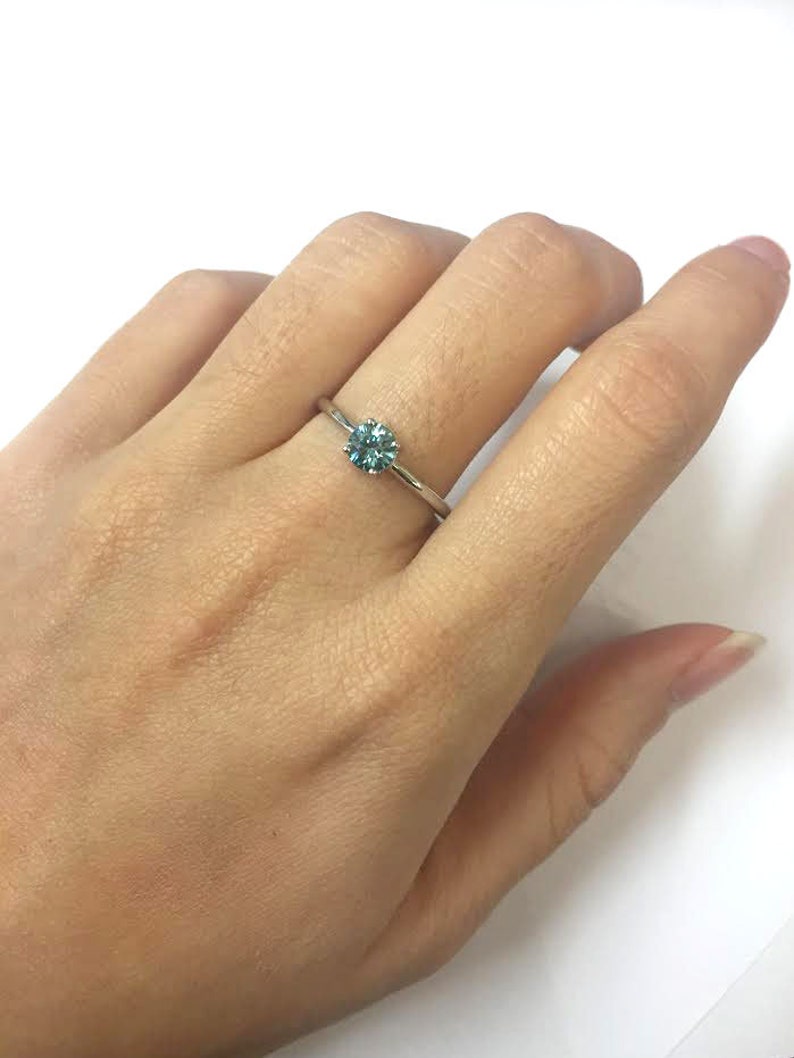 Blue Zircon Engagement Ring December Birthstone Ring 14k | Etsy