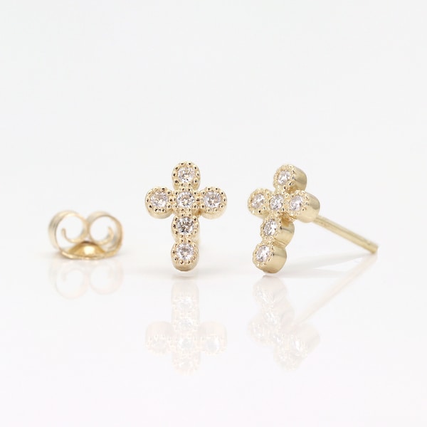 Diamond Cross Earrings - Etsy
