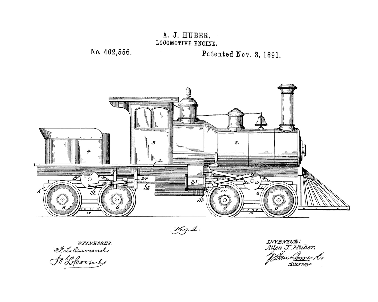 Locomotive Engine Patent Print 1891-train Enthusiast-train Gifts ...