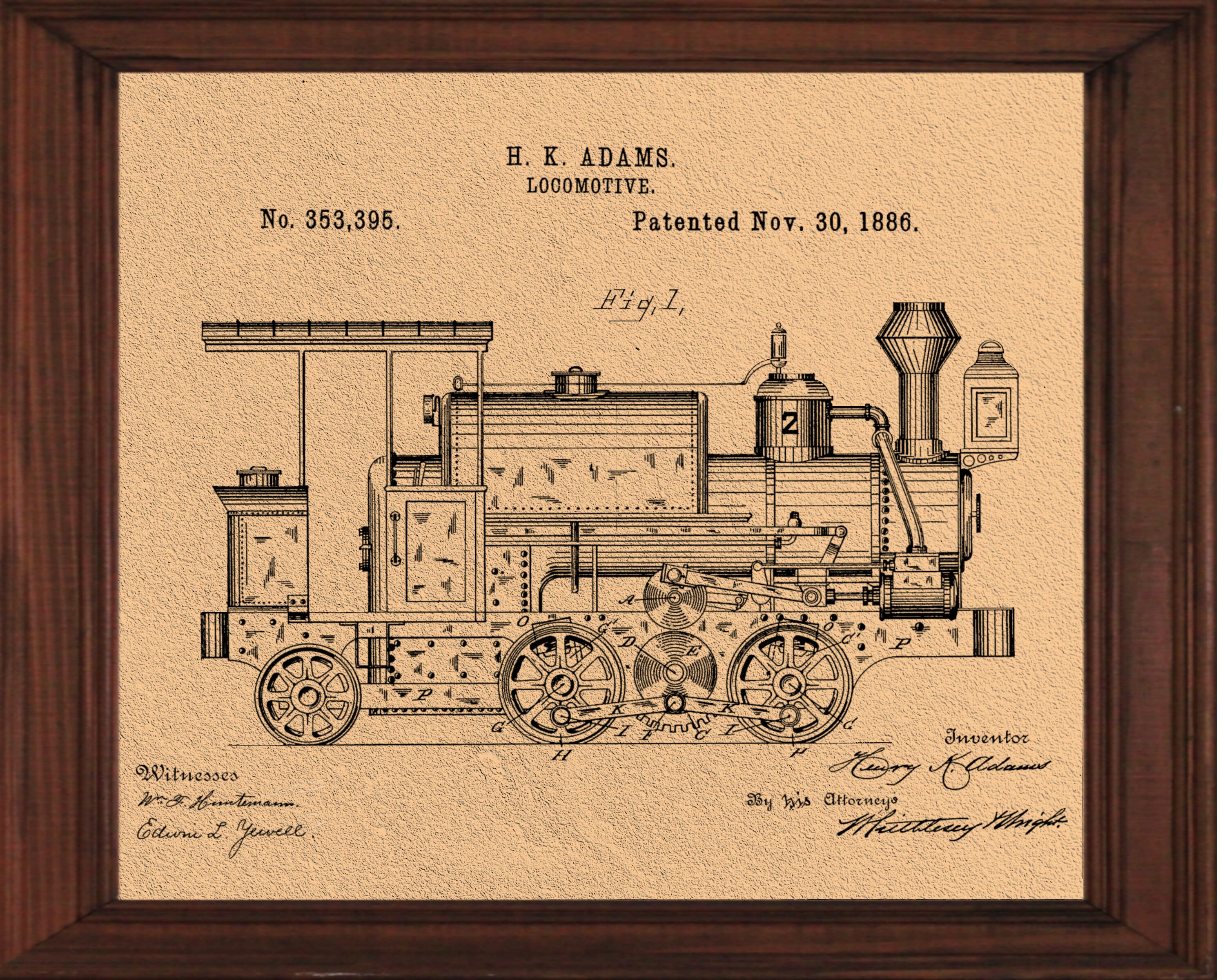 Railway Locomotive Patent Print 1886-train Enthusiast-train Gifts ...
