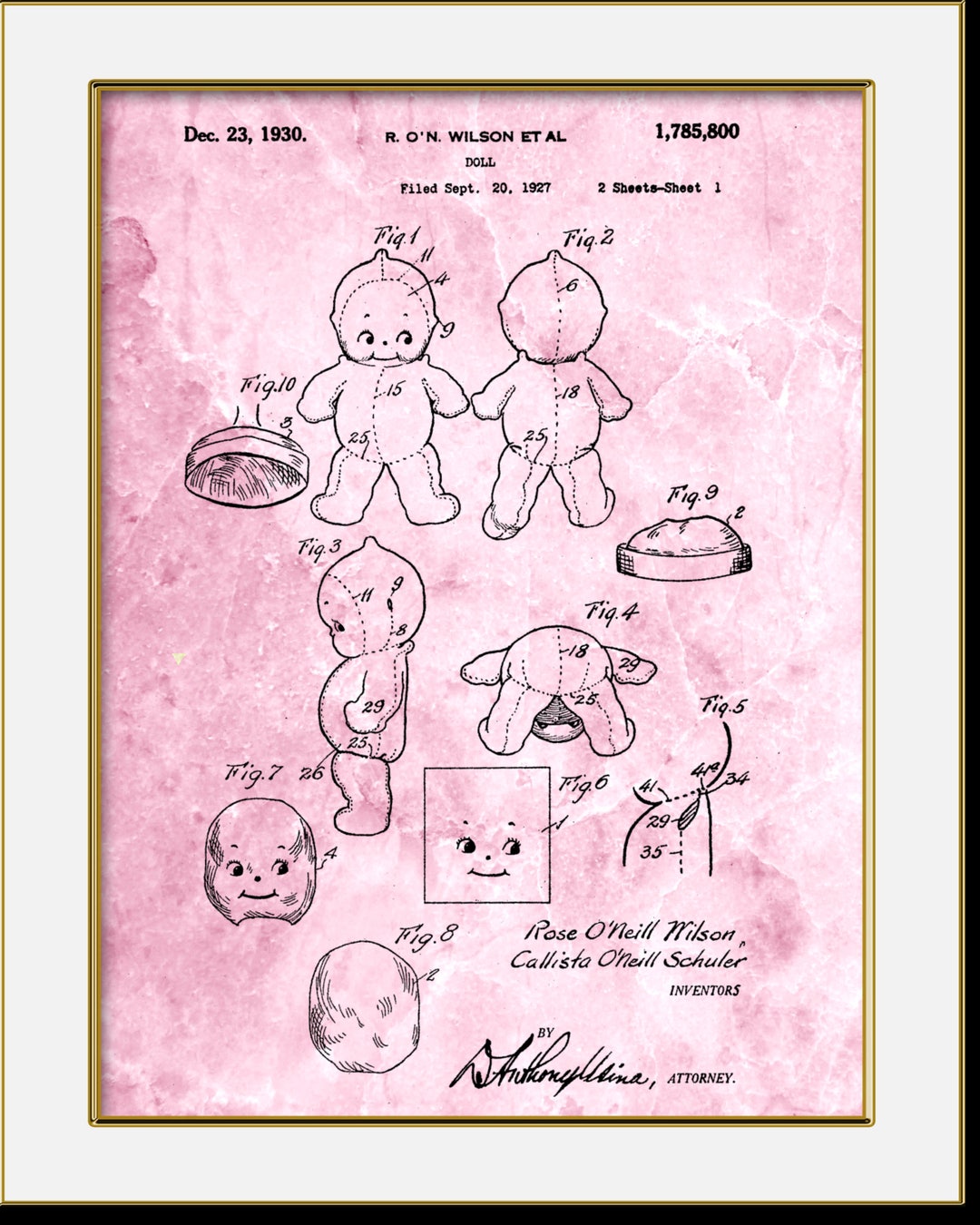 Doll Patent Print 1930-vintage Doll Print-wall Art Print-doll Print Out ...