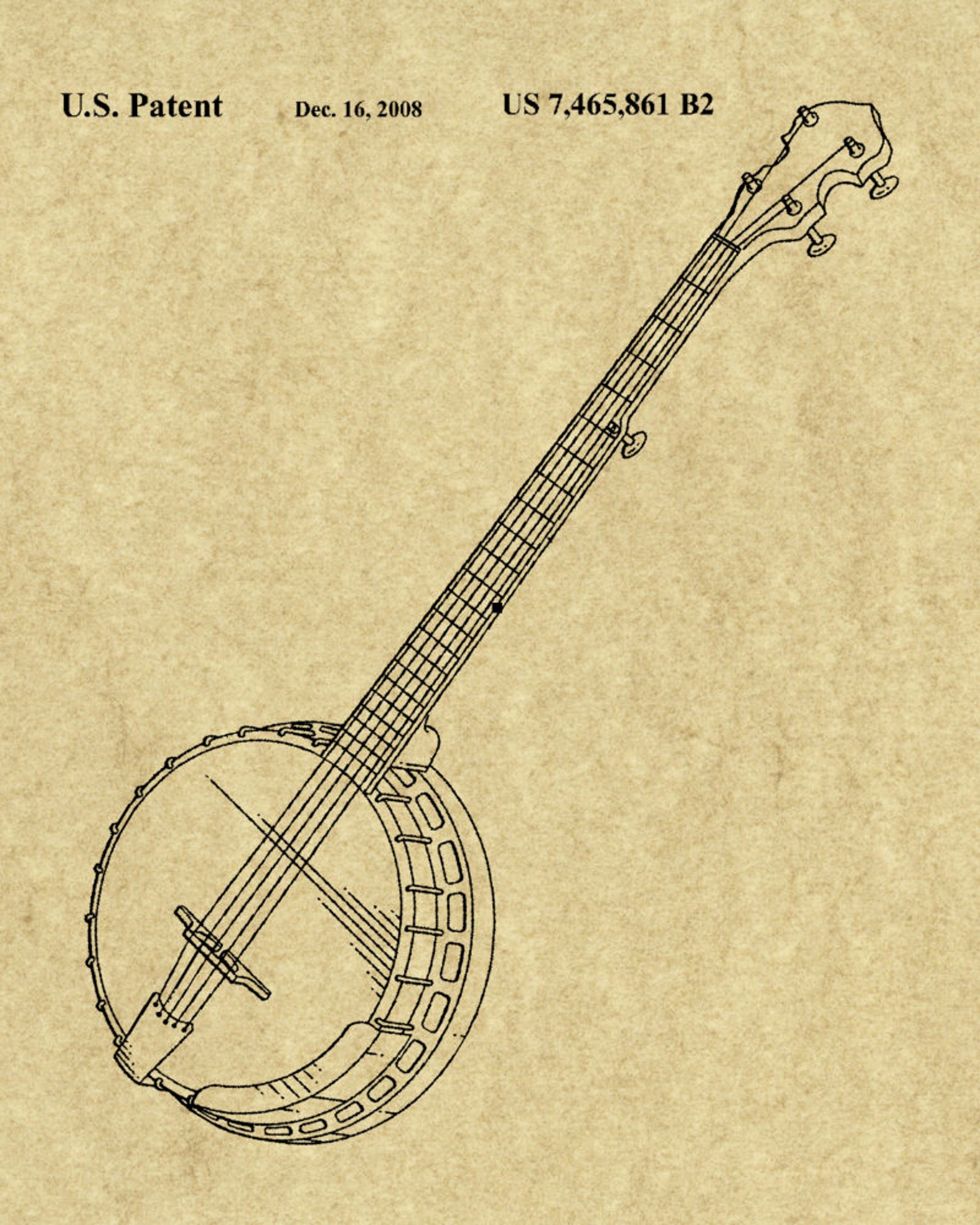 Banjo Patent Print-wall Art-banjo Patent Print-patent Print-banjo Wall ...