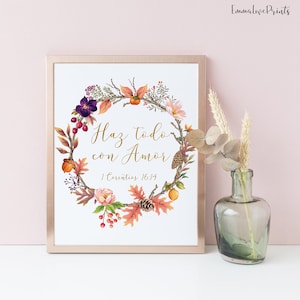 Spanish Print, Bible Verse Print, 1 Corinthians 16:14 Let All That You ...