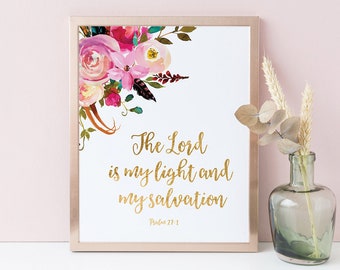 Inspirational 16x20 Lighthouse Poster Psalm 27 The Lord is my | Etsy