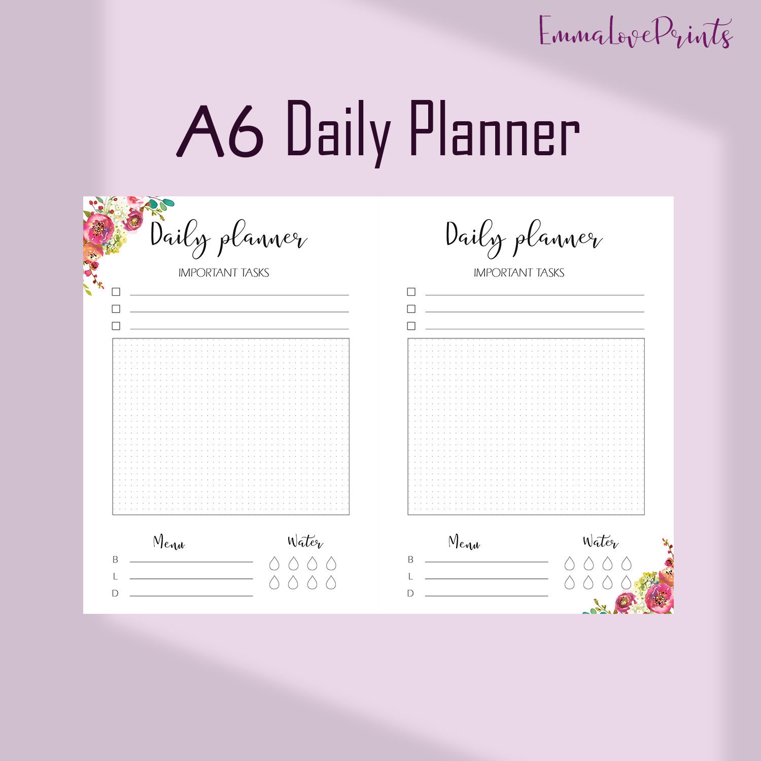A6 TN Inserts Daily Planner Pages A6 Planner Inserts Do1P A6 TN Inserts Daily Planner Pages A6 Planner Inserts Do1P