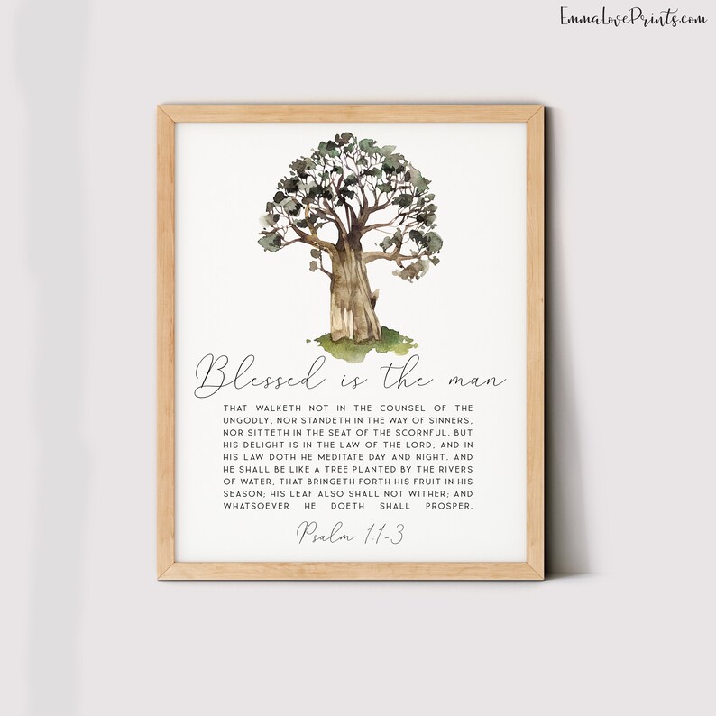 Bible Verse Prints Psalm 1 KJV Printtree Art Print Blessed - Etsy