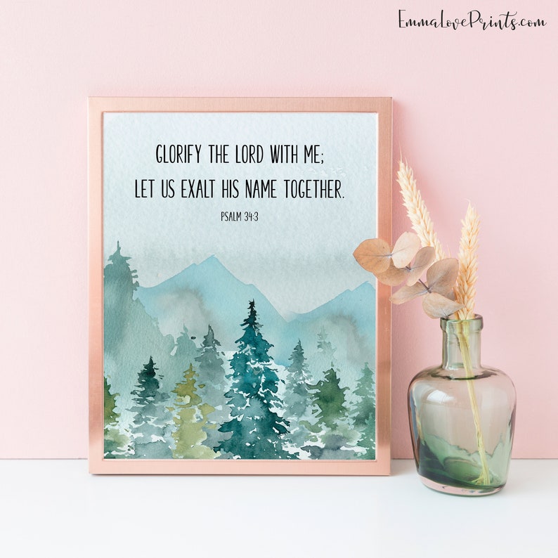Bible Verse Prints Printable Psalm 34 Christian Wall Art - Etsy
