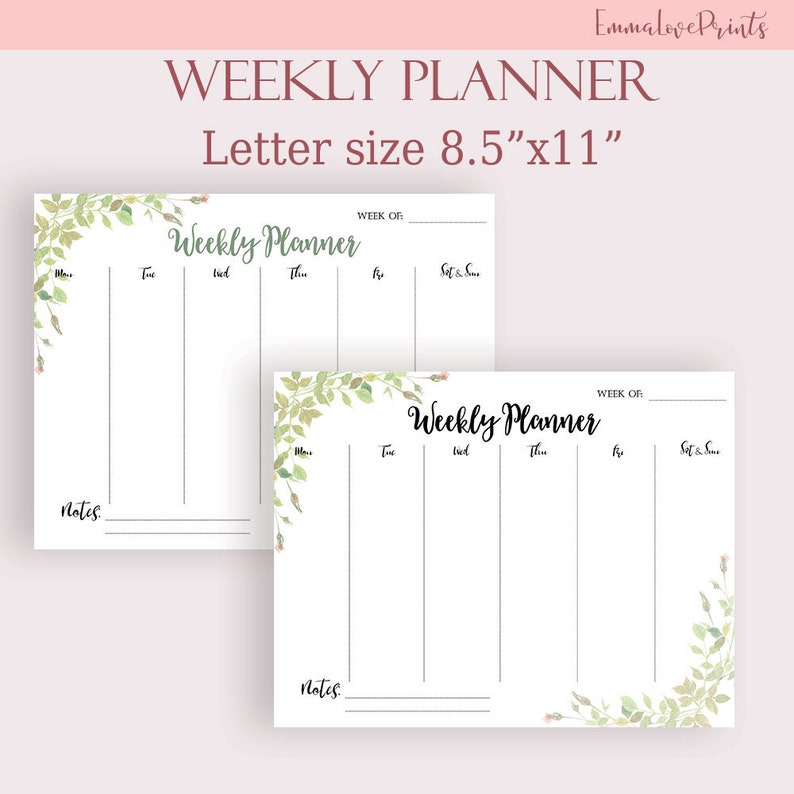 Weekly Planner Printable Leaves Made to Fit Big Happy Planner - Etsy