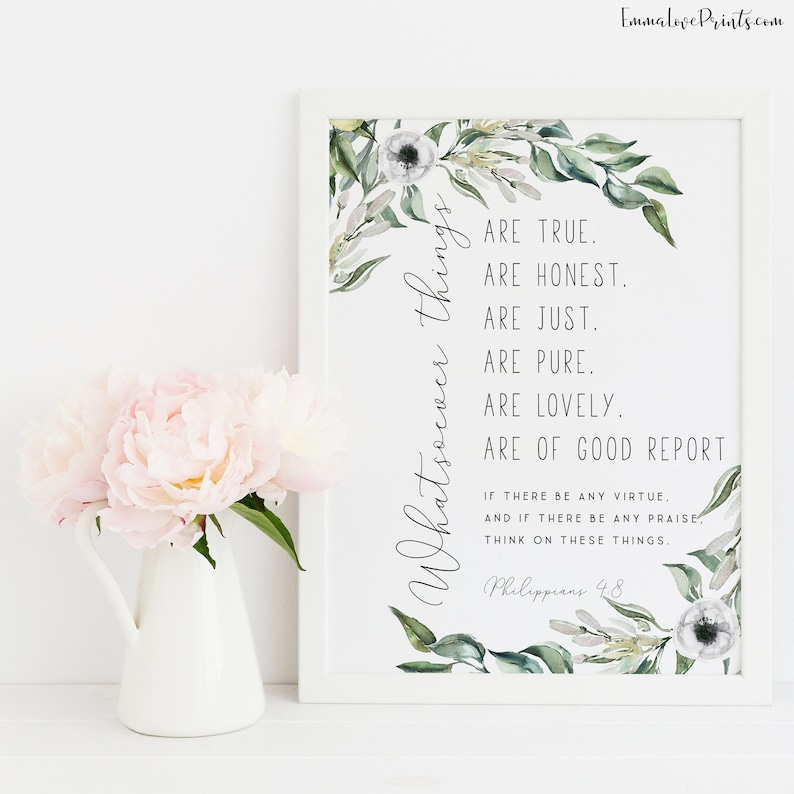Philippians 4 8 KJV Print Christian Wall Art Bible Verse - Etsy Norway
