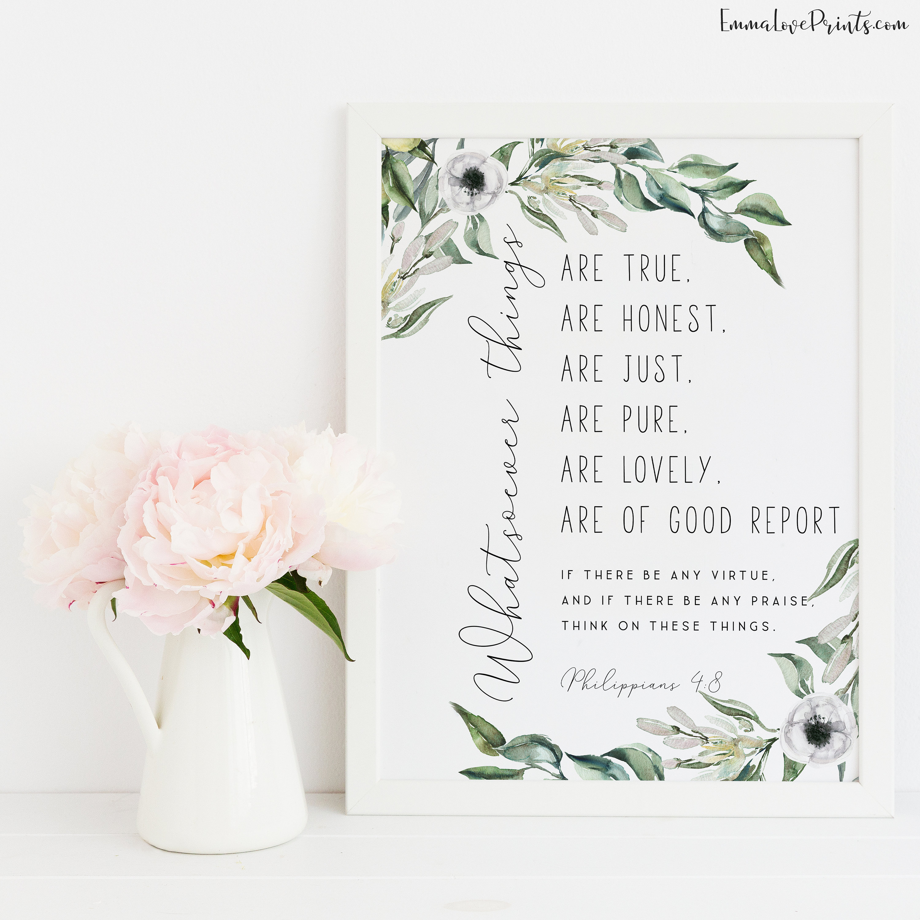 Philippians 4 8 KJV Print Christian Wall art Bible Verse | Etsy