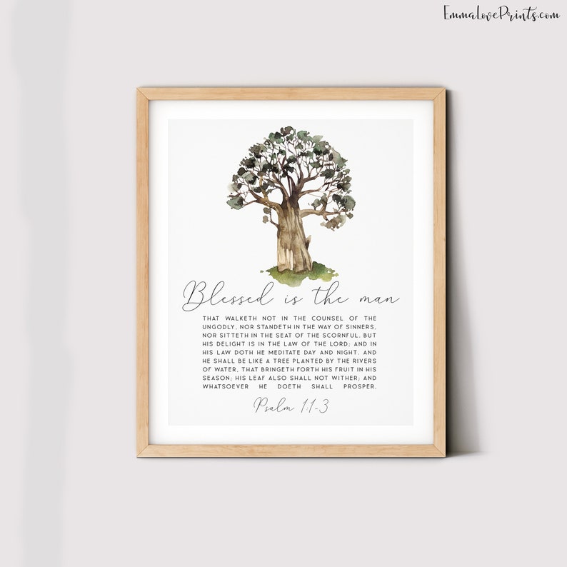 Bible Verse Prints Psalm 1 KJV Printtree Art Print Blessed - Etsy