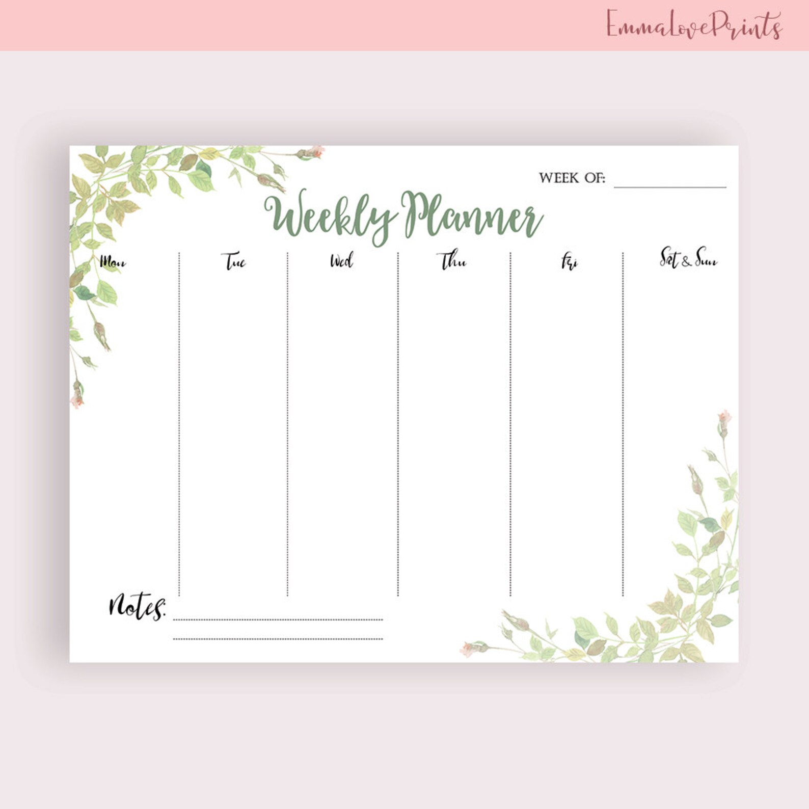 Weekly Planner Printable Leaves Made to Fit Big Happy Planner - Etsy