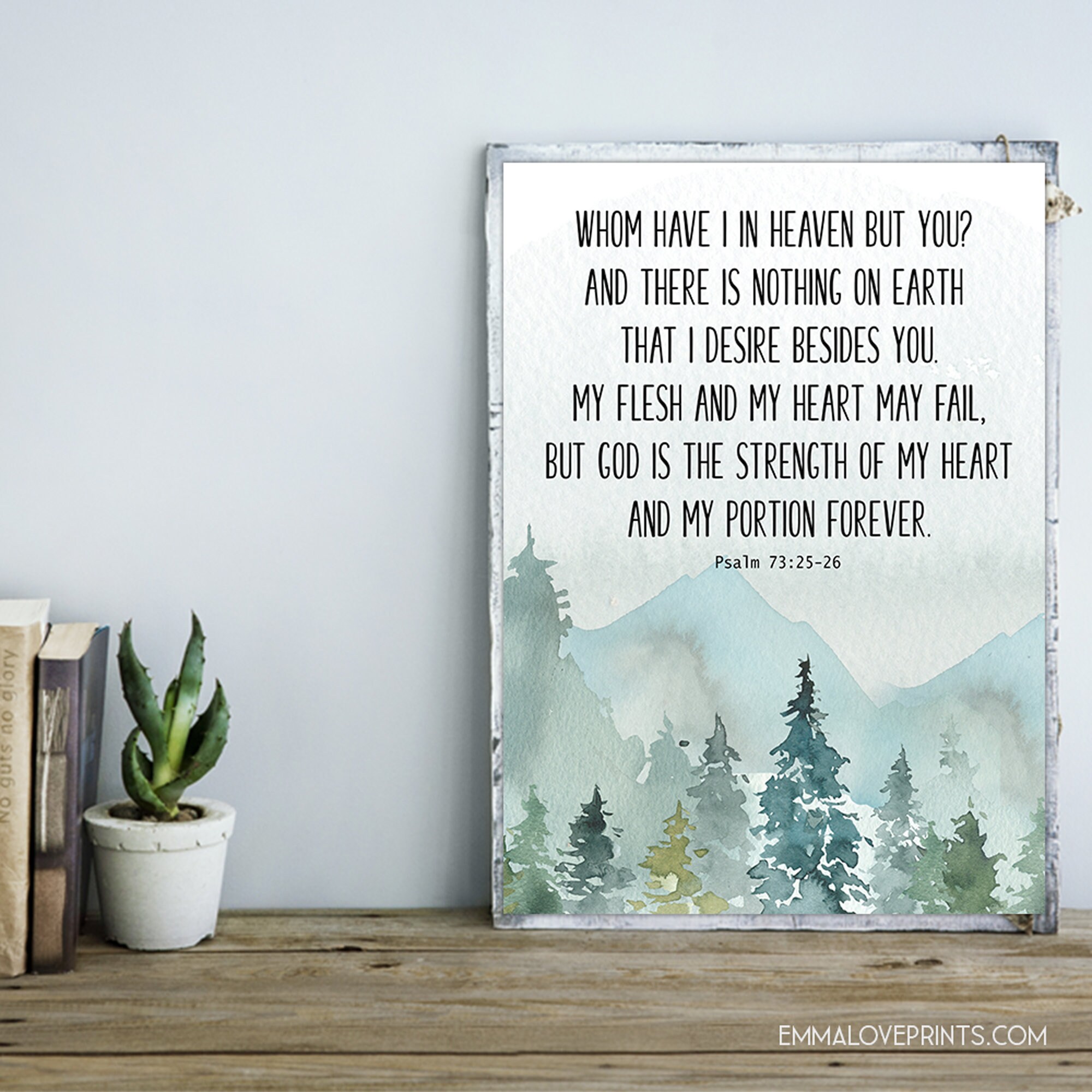 Bible Verse Prints Psalm 73, Christian Wall Art, God is My Strength ...