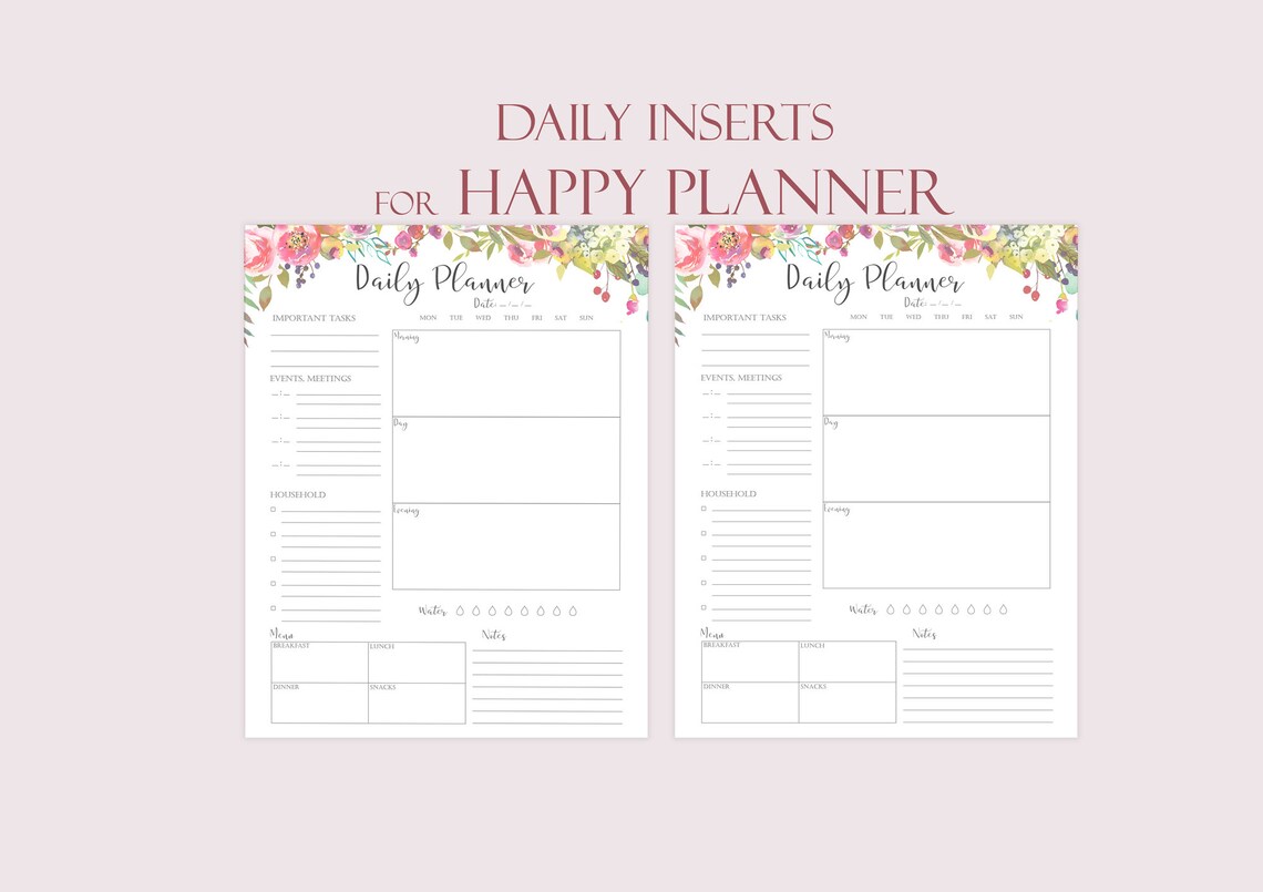 Daily Planner Printable for Happy Planner Inserts Daily | Etsy
