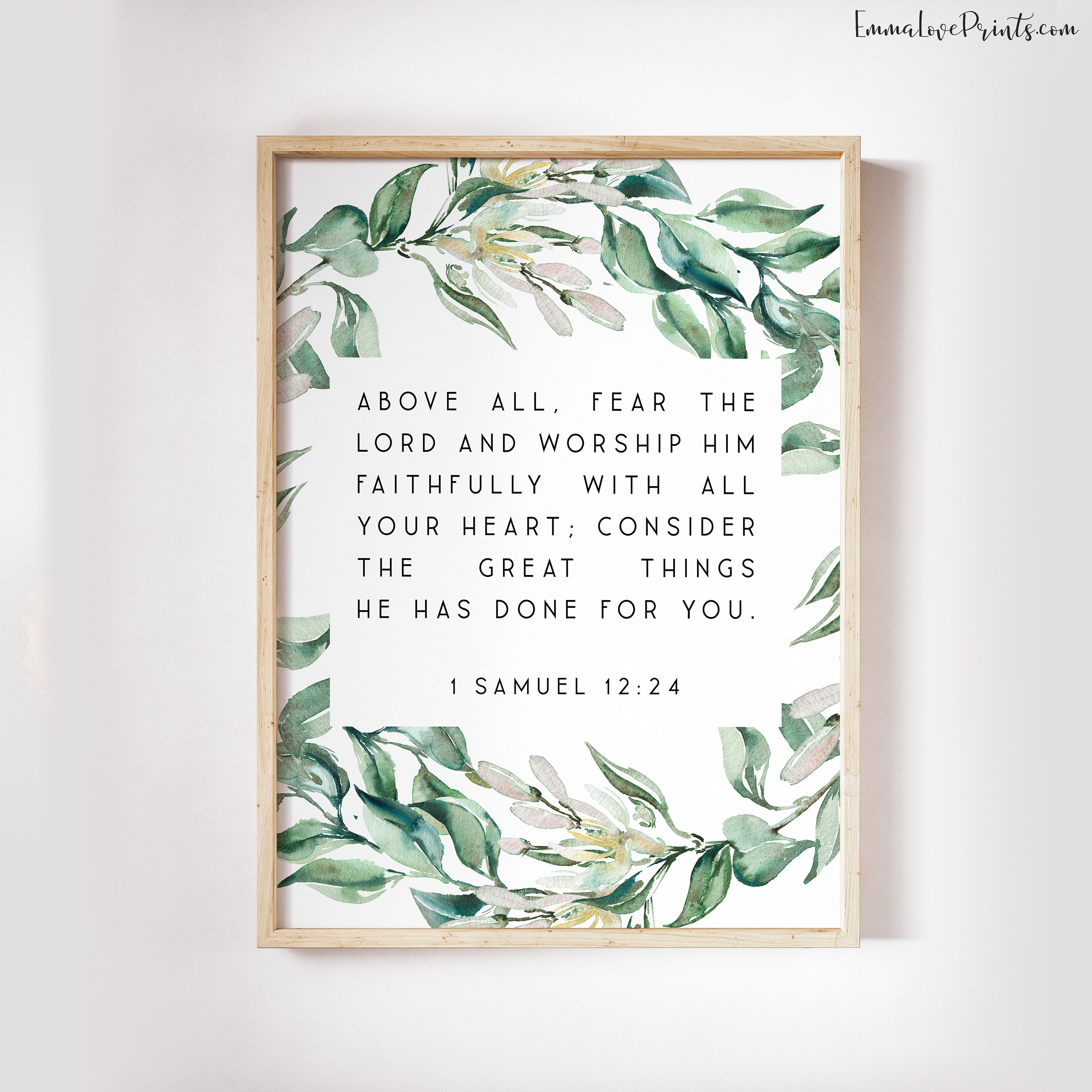 Bible Verse Prints 1 Samuel 12 24 Fear the Lord Scripture | Etsy