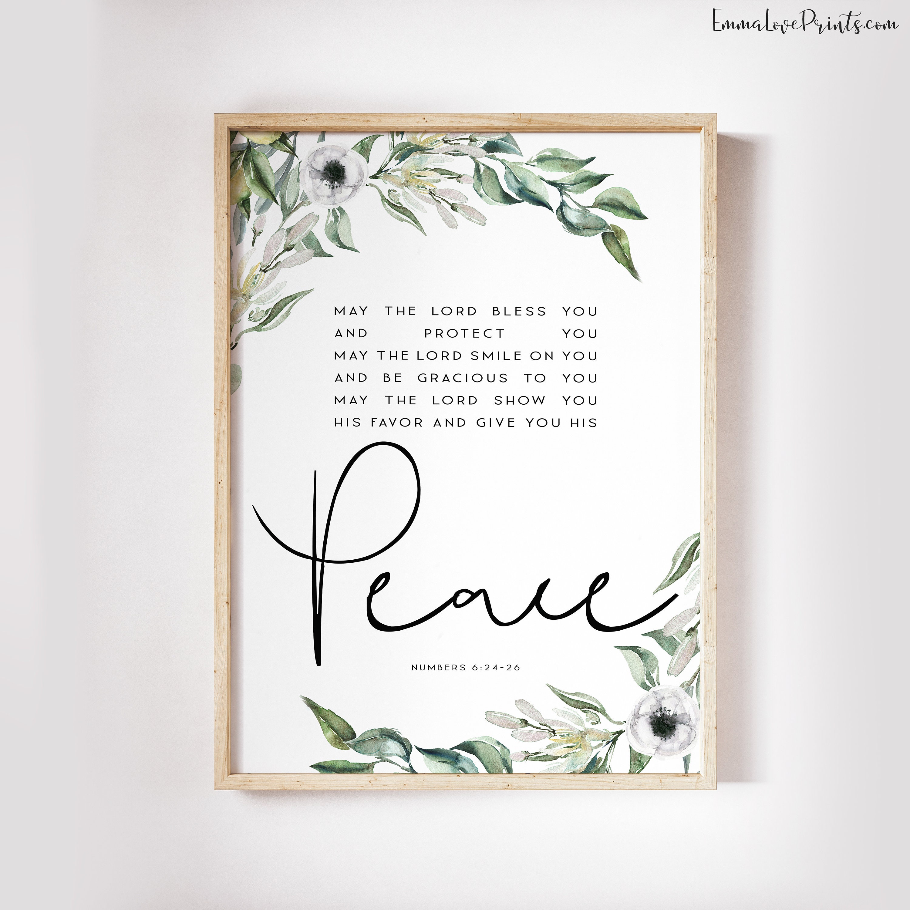 Numbers 6 24 26 May the Lord bless you Bible Verse Prints | Etsy