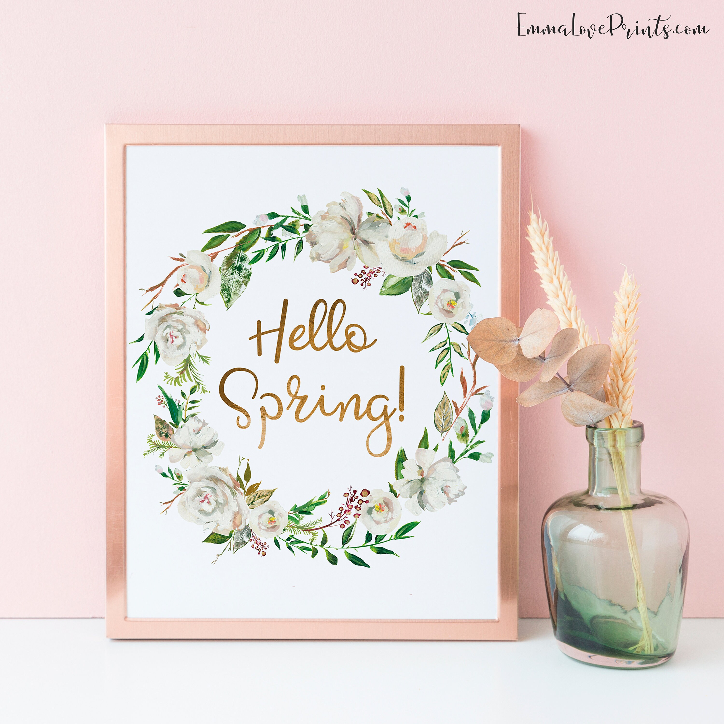 Hello Spring Printable Wall Art Watercolor Art Wall Art | Etsy