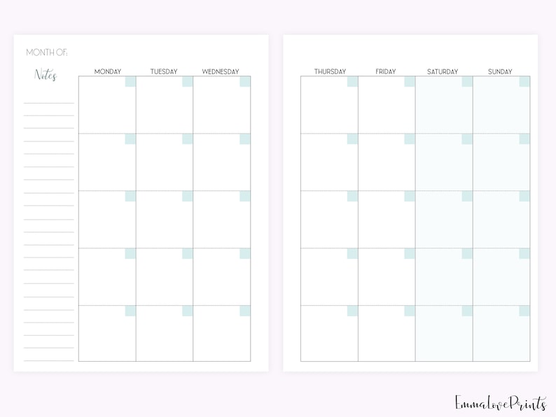 Monthly Planner Printable Made to Fit Classic Happy Planner - Etsy