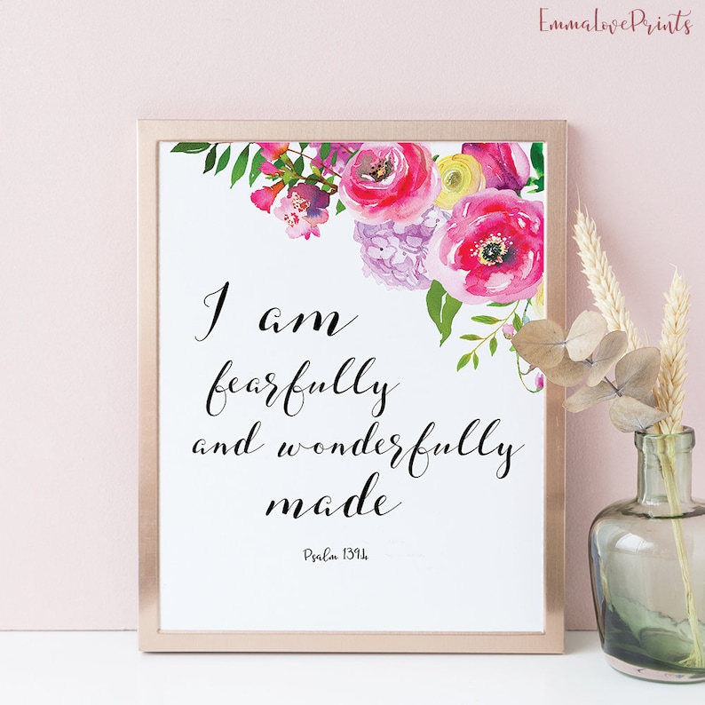 I Am Fearfully and Wonderfully Made Bible Verse Prints - Etsy