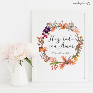Spanish Print, Bible Verse Print, 1 Corinthians 16:14 Let All That You ...
