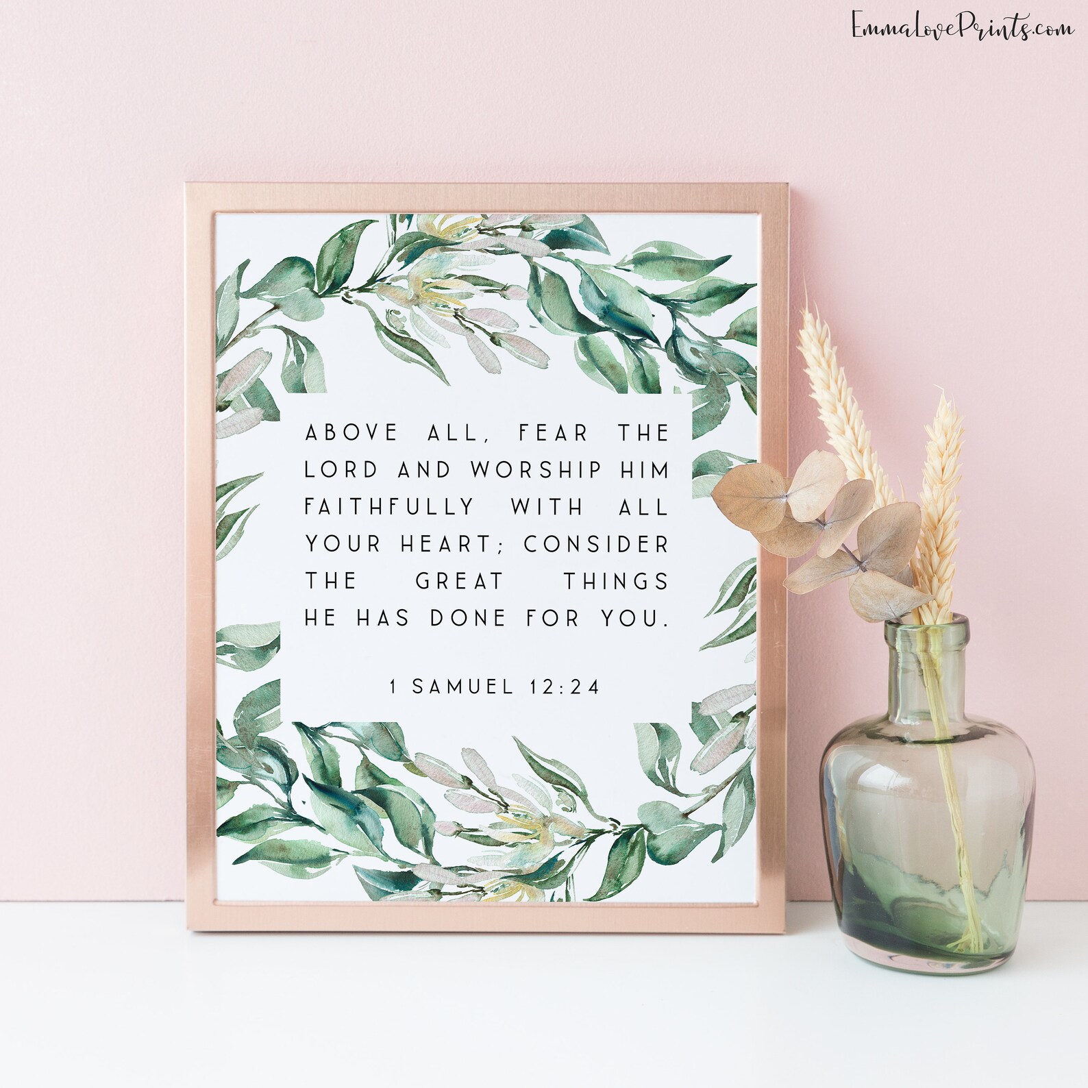 Bible Verse Prints 1 Samuel 12 24 Fear the Lord Scripture | Etsy