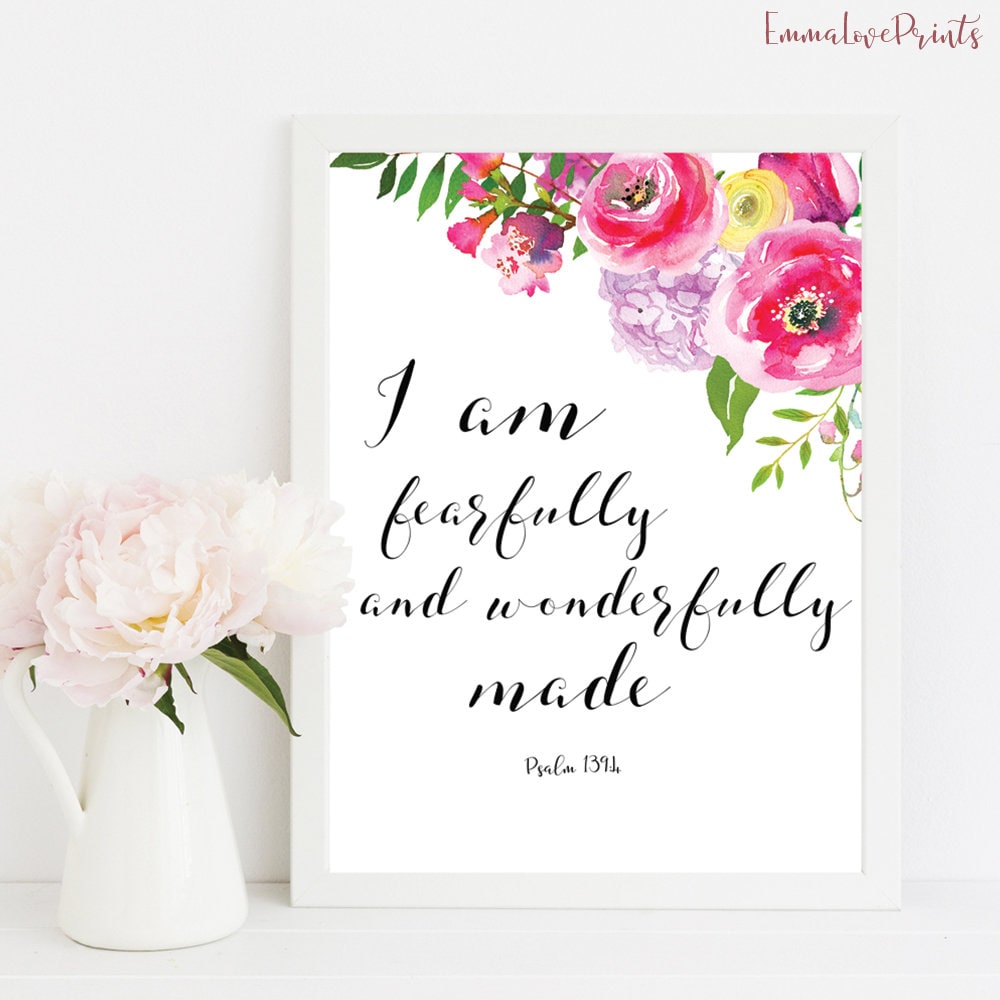 I Am Fearfully and Wonderfully Made Bible Verse Prints | Etsy