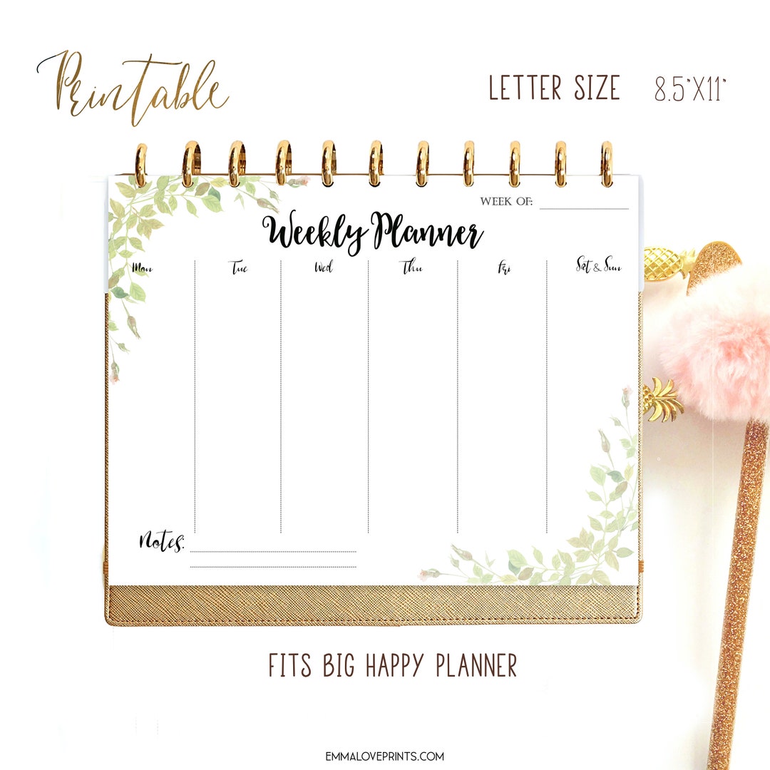 Weekly Planner Printable Leaves Made to Fit Big Happy Planner - Etsy
