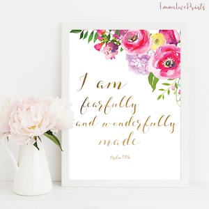 I Am Fearfully and Wonderfully Made, Bible Verse Prints, Scripture Wall ...