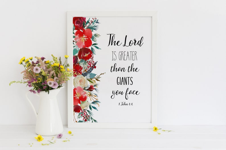 Bible Verse Print 1 John 4 4 the Lord is Greater Than the - Etsy Bible Verse Print 1 John 4 4 the Lord is Greater Than the - Etsy