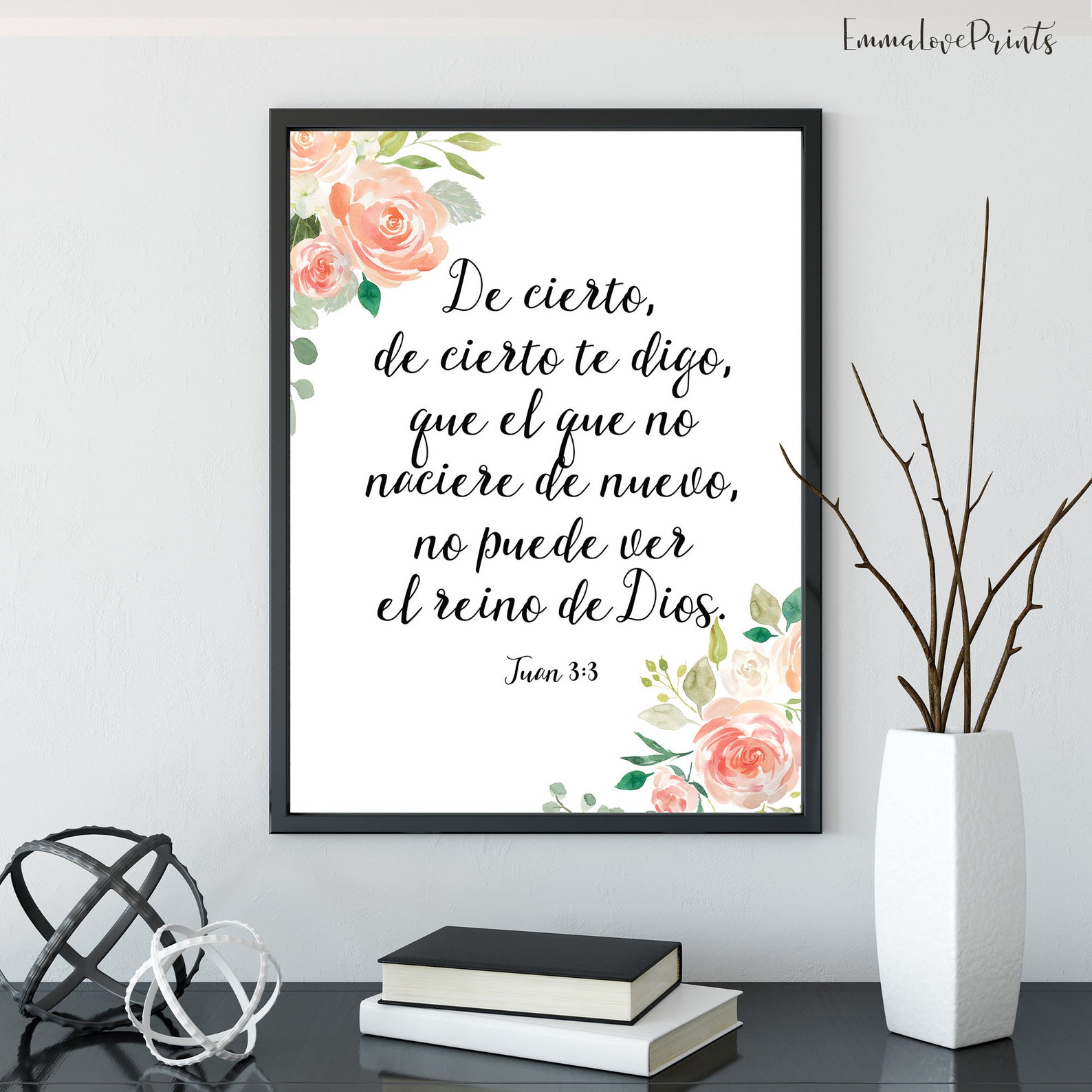 Spanish Print, Bible Verse Prints, Spanish Wall Art Print, John 3:3 ...