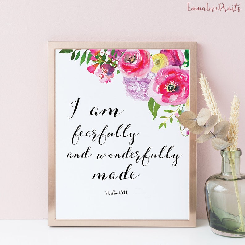 I Am Fearfully and Wonderfully Made Bible Verse Prints - Etsy
