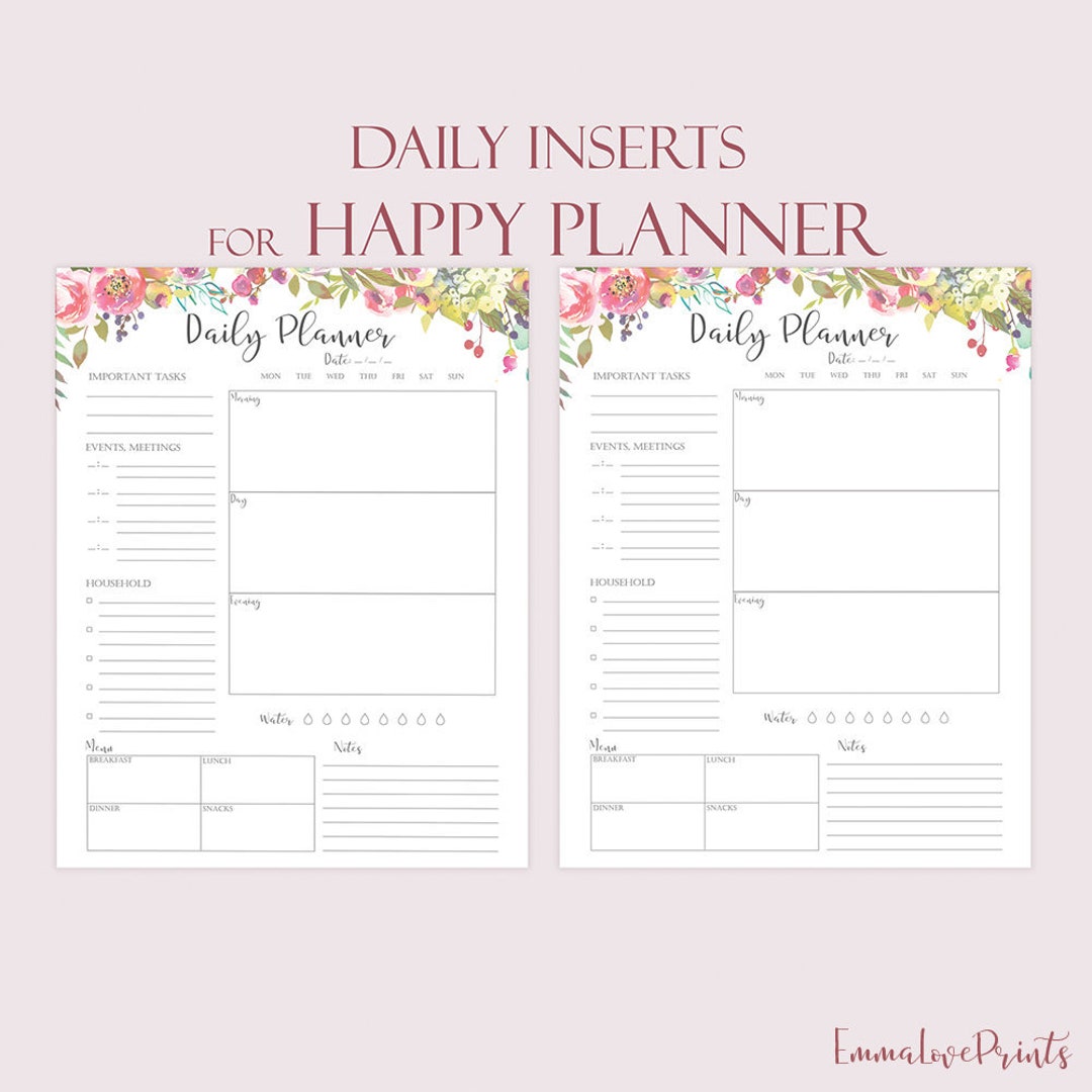 Daily Planner Printable for Happy Planner Inserts Daily - Etsy