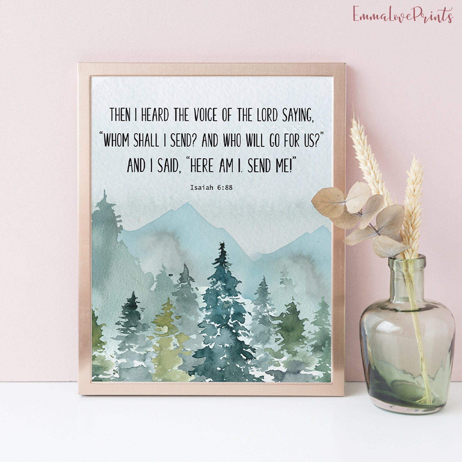 Bible Verse Prints Isaiah 6 8 Christian Wall Art Here Am I - Etsy