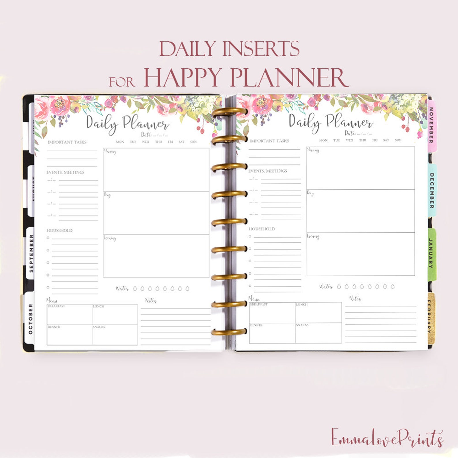 Daily Planner Printable for Happy Planner Inserts Daily | Etsy