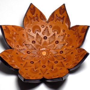 Southwestern Leather Ring Dish, Floral Boho Leather Decor - Etsy