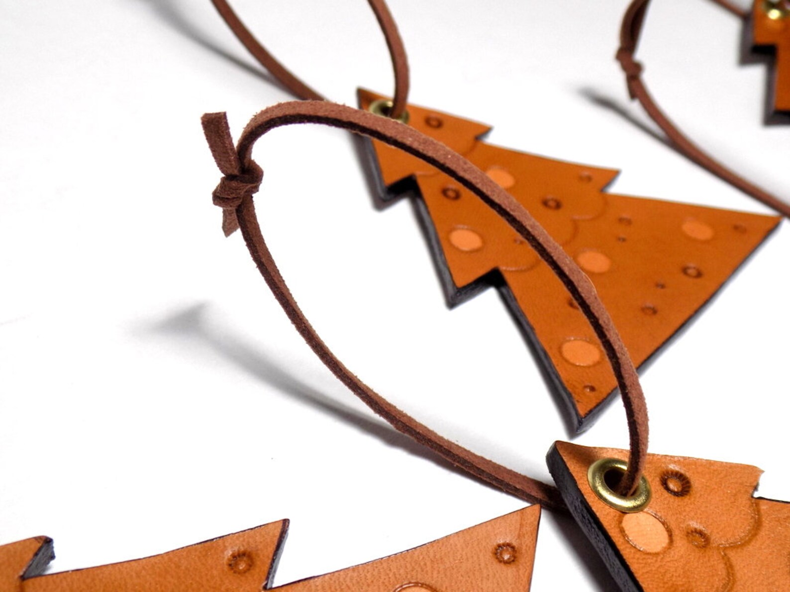 Leather Ornaments Set of 5 Christmas Tree Ornament Set | Etsy