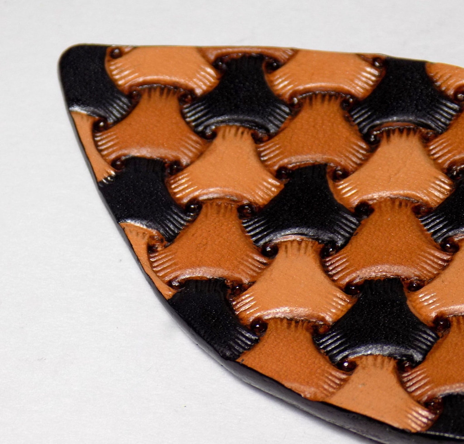 Geometric Leather Keychain Tri Colored Tooled Leather Key Fob - Etsy