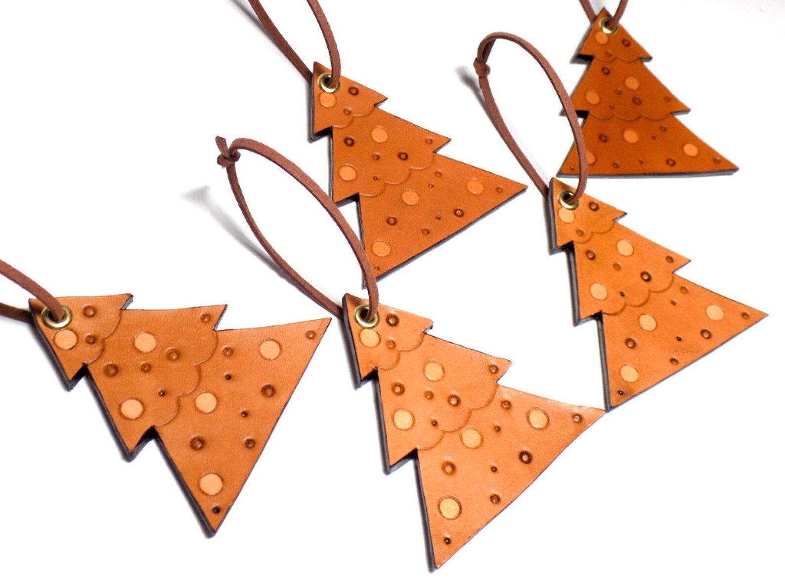 Leather Ornaments Set of 5 Christmas Tree Ornament Set | Etsy