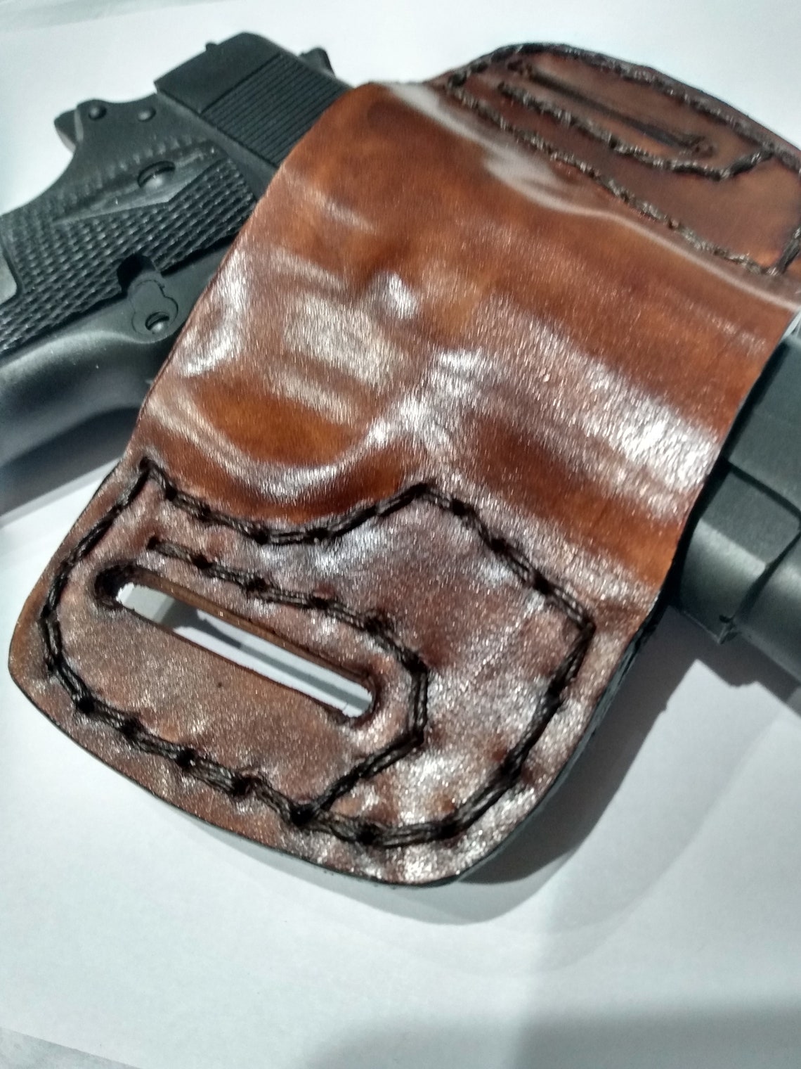 Brown 1911 Leather Holster Open Carry OWB Canted Pancake - Etsy