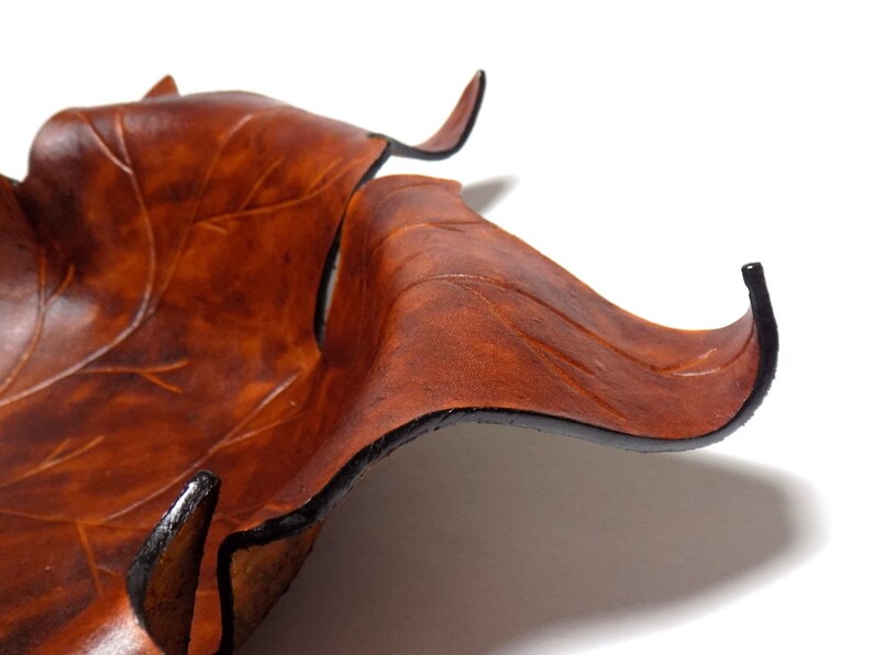 Large Autumn Leaf Bowl Leather Maple Leaf Catchall Fall - Etsy