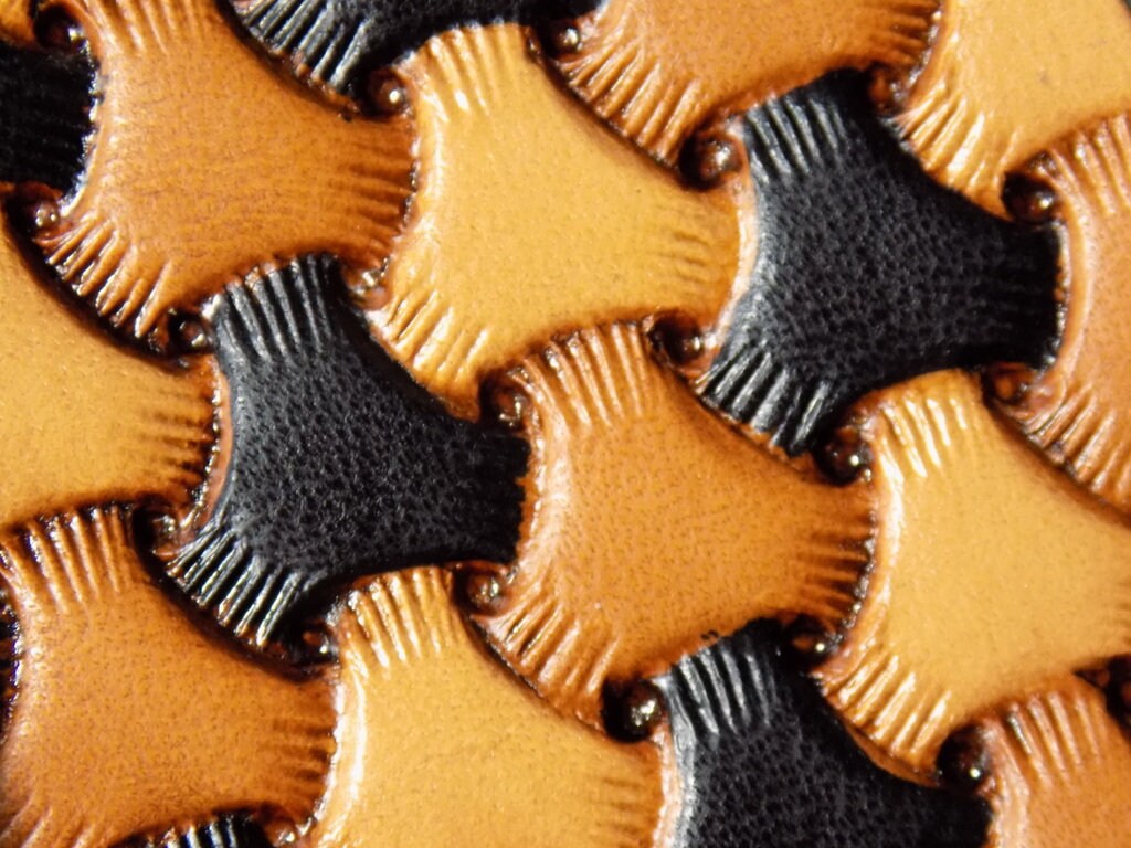 Geometric Leather Keychain Tri Colored Tooled Leather Key Fob | Etsy