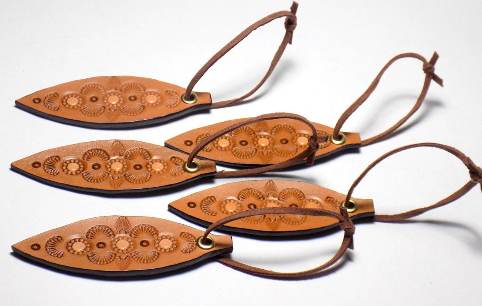 Retro Leather Tree Ornaments Set of 5 Christmas Ornament Set | Etsy