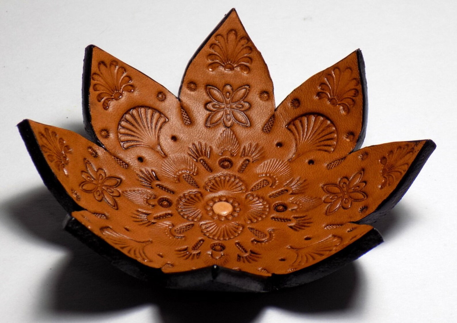 Floral Leather Ring Dish Boho Leather Decor Floral Shaped | Etsy