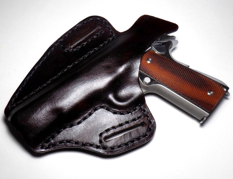 1911 Brown Leather Holster Open Carry OWB Canted Pancake - Etsy