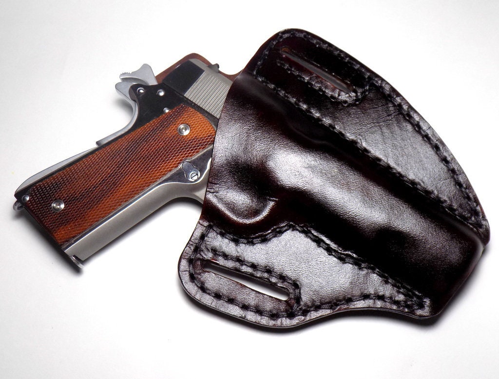 1911 Brown Leather Holster Open Carry OWB Canted Pancake | Etsy