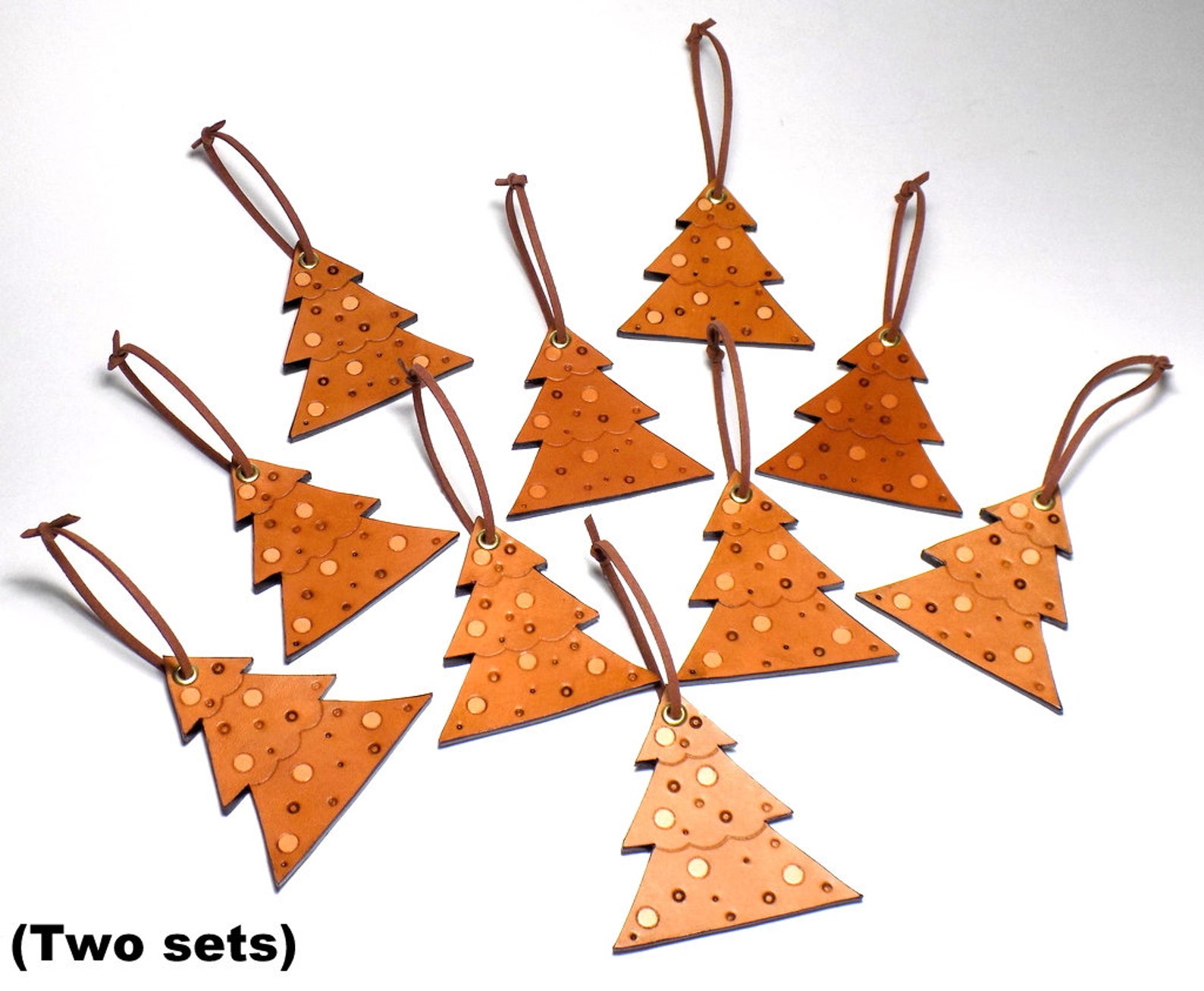 Leather Ornaments Set of 5 Christmas Tree Ornament Set | Etsy