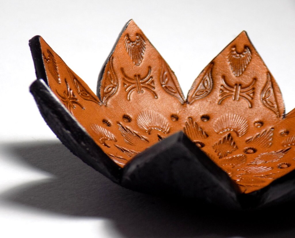 Southwestern Leather Ring Dish Floral Boho Leather Decor | Etsy