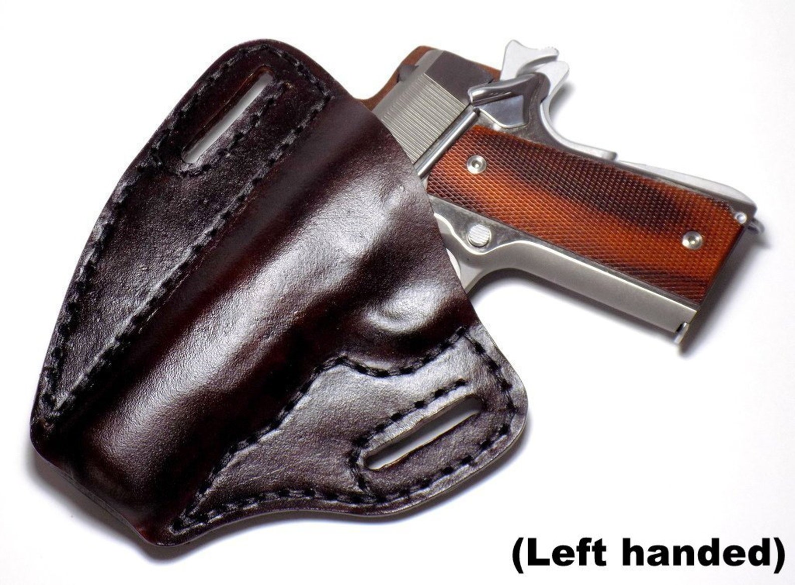 1911 Brown Leather Holster Open Carry OWB Canted Pancake - Etsy