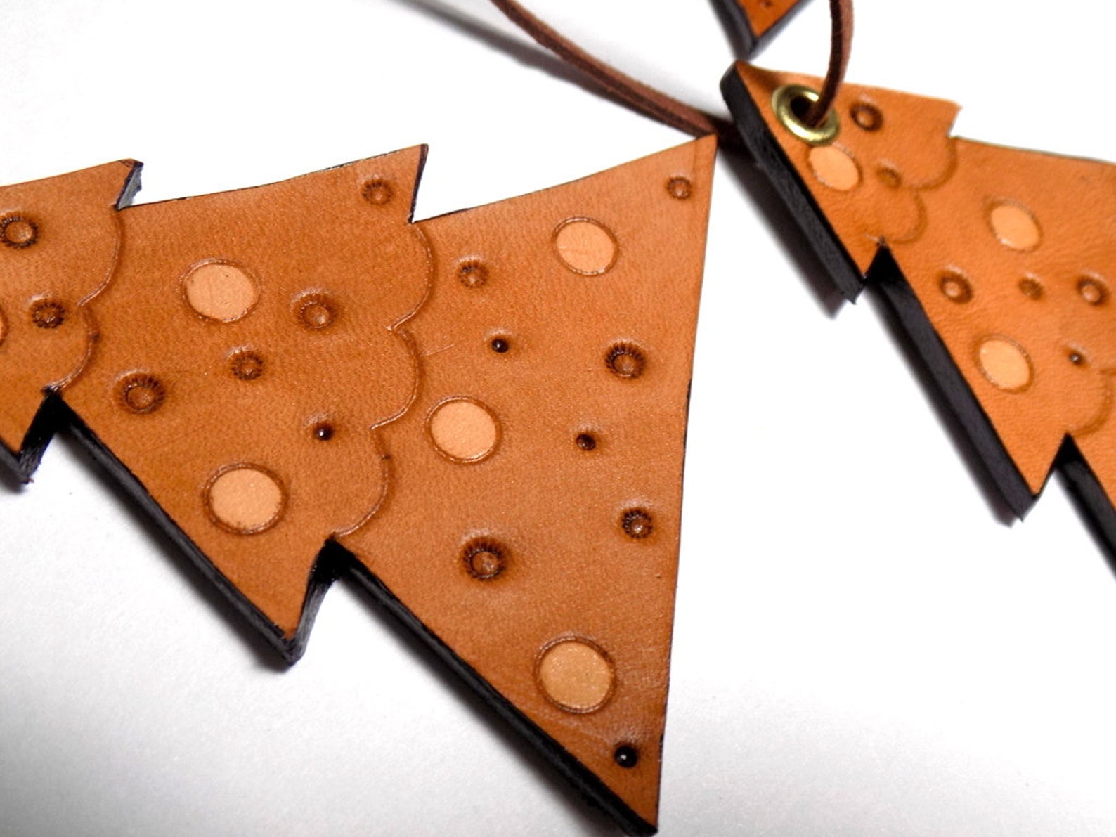 Leather Ornaments Set of 5 Christmas Tree Ornament Set | Etsy